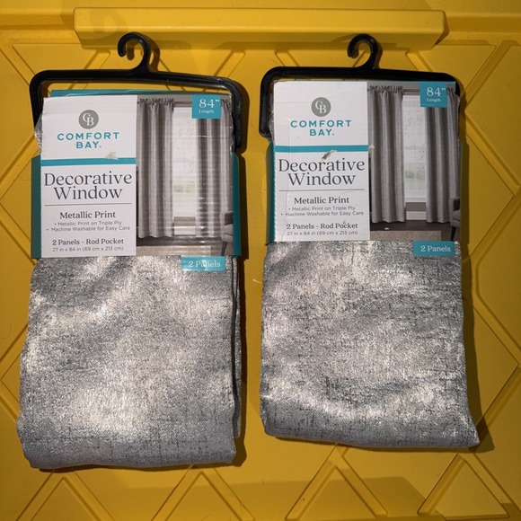 Comfort Bay | Accents | Curtain Panels Metallic Print 84 By 27 Set Of 2 ...